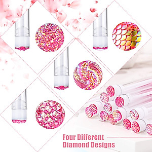 80 Pieces Disposable Mascara Brushes Tubes Set, 40 Diamond Empty Mascara Wand Tube with 40 Eyelash Brush Spoolies Makeup Tool for Eyelash Extension(Pink)