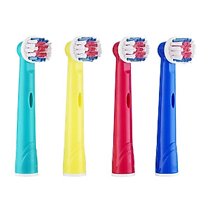 Kids Colored Brush Heads Compatible with Oral-B Kids, Vitality, Genius, Smart Series Pro, Triumph, Advance Power Toothbrush - 4 Pack