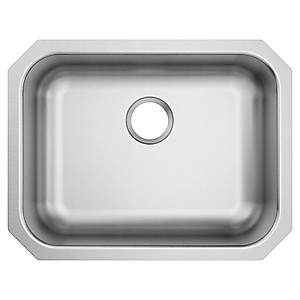 Moen GS20193B 2000 Series 23.5-inch 20 Gauge Undermount Single Bowl Stainless Steel Kitchen or Bar Sink Rear Drain, N/A
