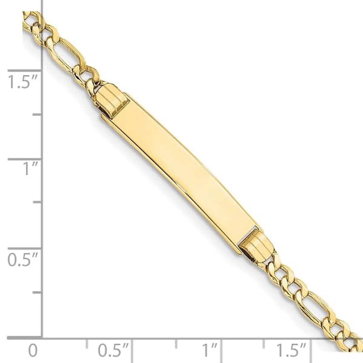 10K Yellow Gold Figaro Link Name Bar Identification ID Bracelet 7 inch