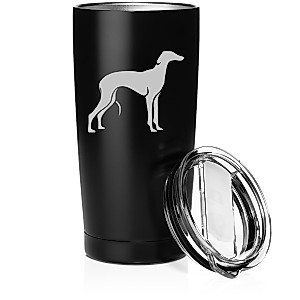 Smooth Body Tumbler Stainless Steel Vacuum Insulated Travel Mug Cup Gift Greyhound (Black, 20 oz)
