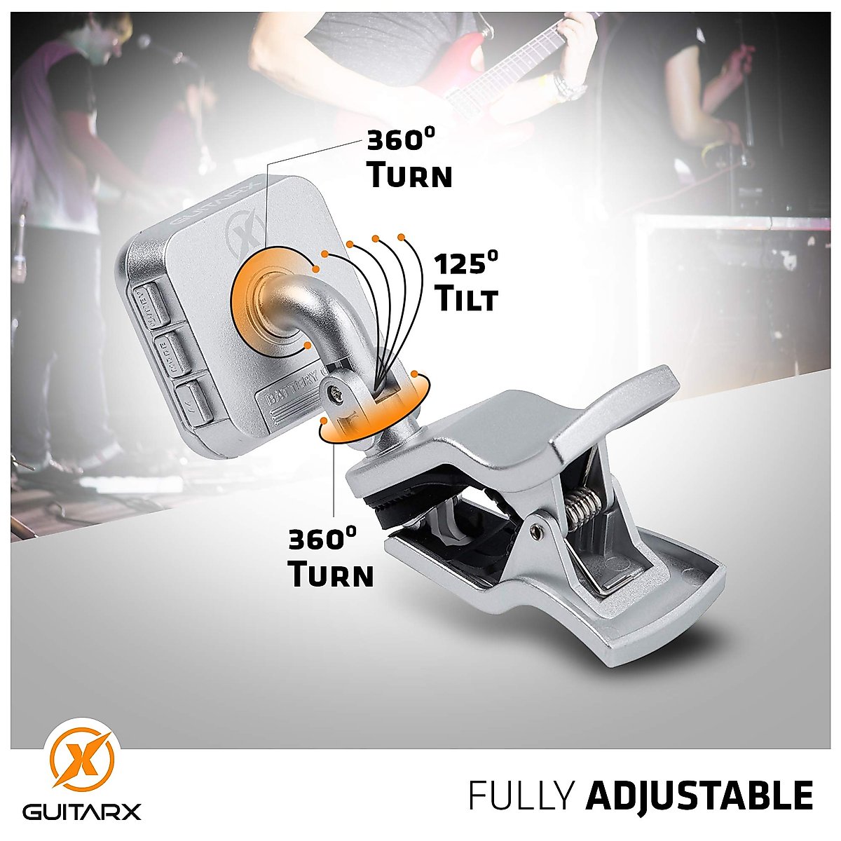 GUITARX X5 - Clip On Tuner for All Instruments - Guitar, Violin, Chromatic, Ukulele, and Bass Tuner Modes - #1 Among Guitar Tuners - Most Advanced High-Sensitivity Sensor in The Market