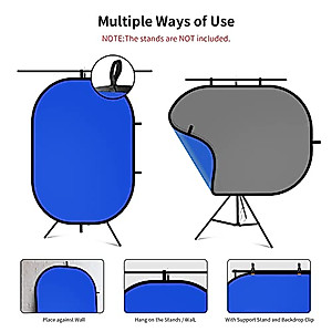 Selens Collapsible Backdrop 59x39.3inches Pop Up Blue Grey Background with Carrying Bag for YouTube Streaming Photo Studio Product Photography, 2-in-1 Chromakey Blue Background Double Sided Panel