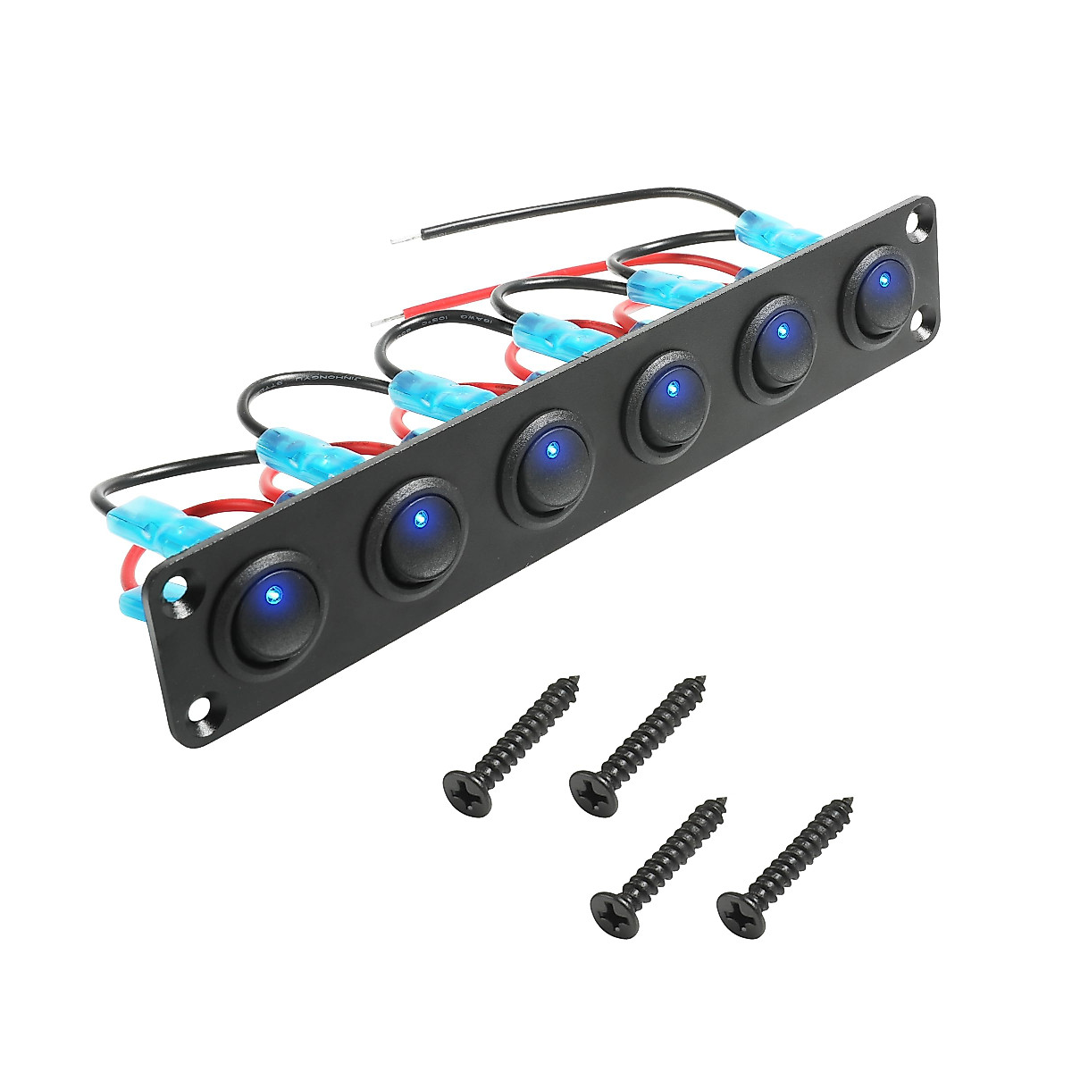 Zlirfy 6 Gang Rocker Switch Panel,12V Rocker Toggle Switch Panel,Car Modification Ignition Toggle,3 Pin 12 VDC 20A SPST On-Off Switch,Vehicle Toggle Switch Button Board