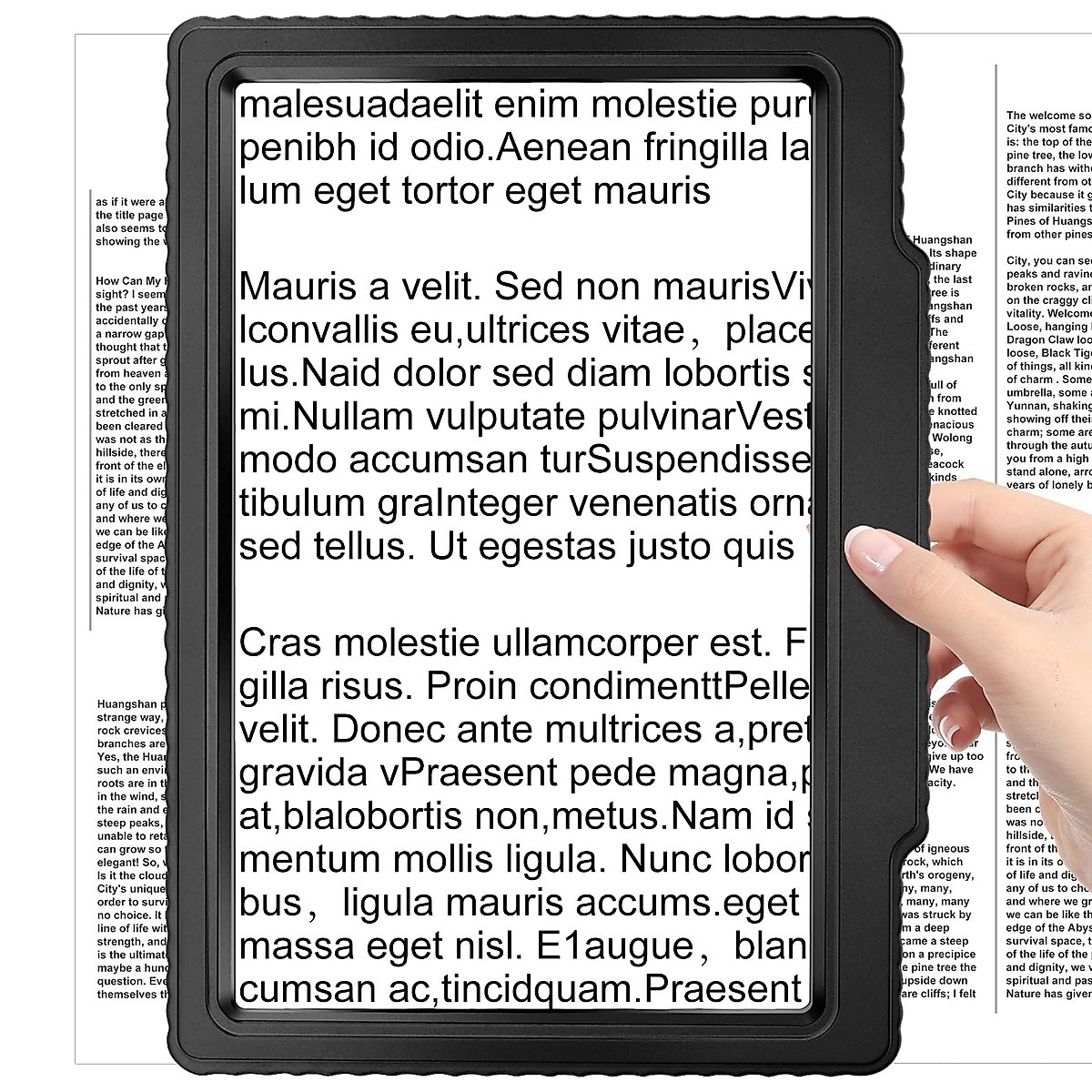 5X Large Page Magnifying Glass for Reading, Full-Page Viewing Area Magnifier Handheld Lightweight Magnifier for Reading Seniors and Low Vision Person Silver