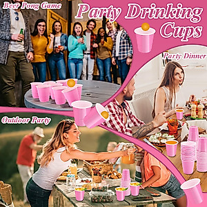 Blcculi 100 Pcs 2 oz Plastic Pink Shot Glasses - Disposable Party Cups for Jello Shots, Bachelorette and Birthday Parties - Mini Tasting Serving Shot Cups