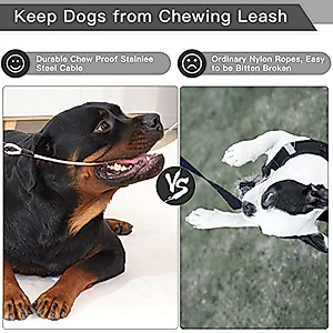 Retractable Dog Leash with LED Flashlight & Poop Bag Holder, 16FT Heavy Duty Leash with Chew Proof Cable for Large Medium Small Dog up to 110lbs, Anti-Slip Soft Handle, 360° Tangle-Free White/Black