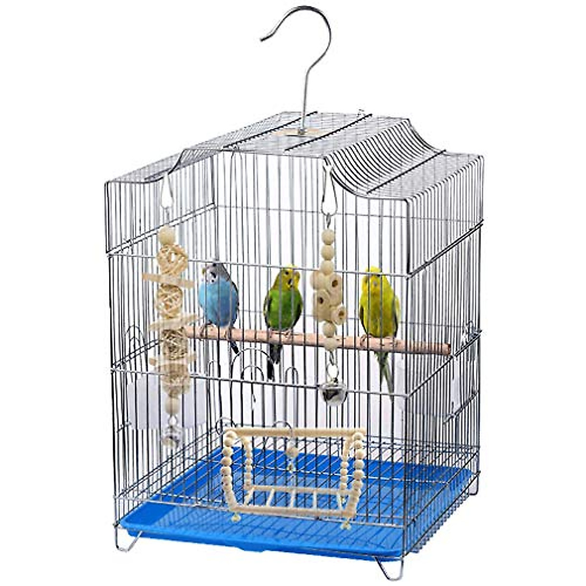 VolksRose 7 Packs Bird Parrot Swing Chewing Toys, Hanging Hammock Bell Pet Bird Climbing Stand Cage Toys Suitable for Small Parakeets, Cockatiels, Conures, Budgie, Macaws, Parrots, Mynah, Love Birds