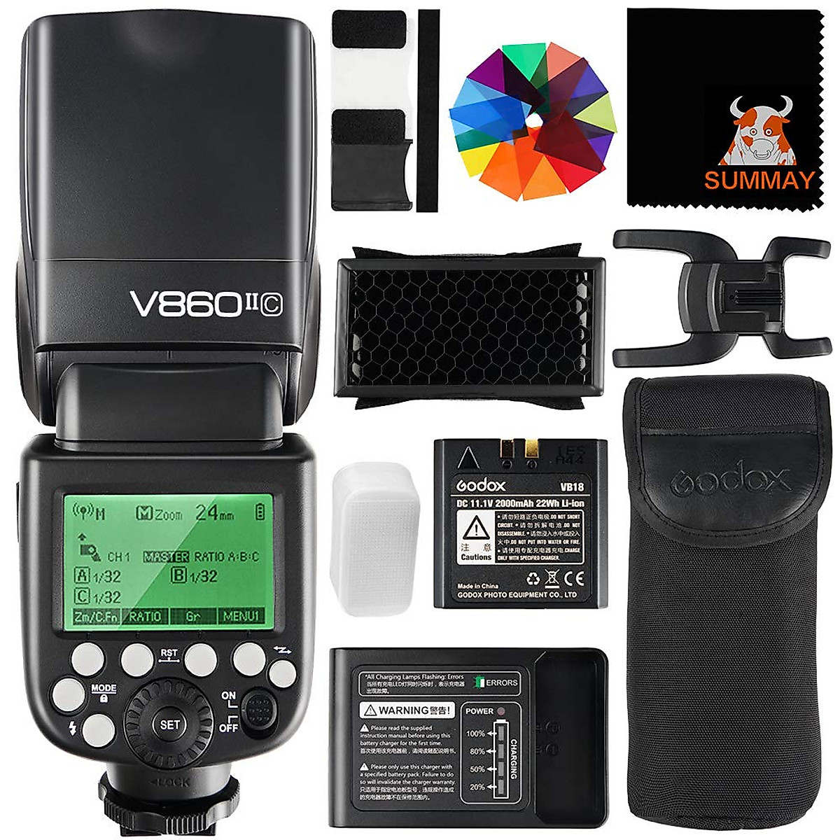 GODOX V860II-C Camera Flash Speedlite for Canon Camera 2.4G Wireless E-TTL 1/8000s High-Speed Sync GN60 Speedlight Photography