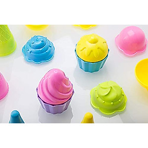 Top Race Ice Cream Sand Toys for Kids with Large 9" Bucket Pail and Spade Scoop Shovels - Kid Beach Toys | 16pcs (Pink) Ice Cream Playset for Kids Ages 1.5 - 9 | Great Ice Cream Sand Toy