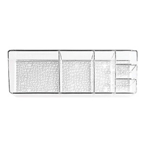 iDesign Divided Bathroom Vanity Organizer for Bathroom, Kitchen, Bedroom, Office, 9" x 3" x 2", Clear