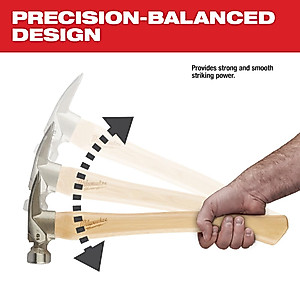Milwaukee 48-22-9419 Milled Face Hickory Wood 19 oz. Framing Hammer