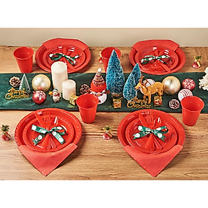 175-Piece Red Dinnerware Set - Includes Plates, Cups, Napkins, Cutlery - Disposable Party Supplies