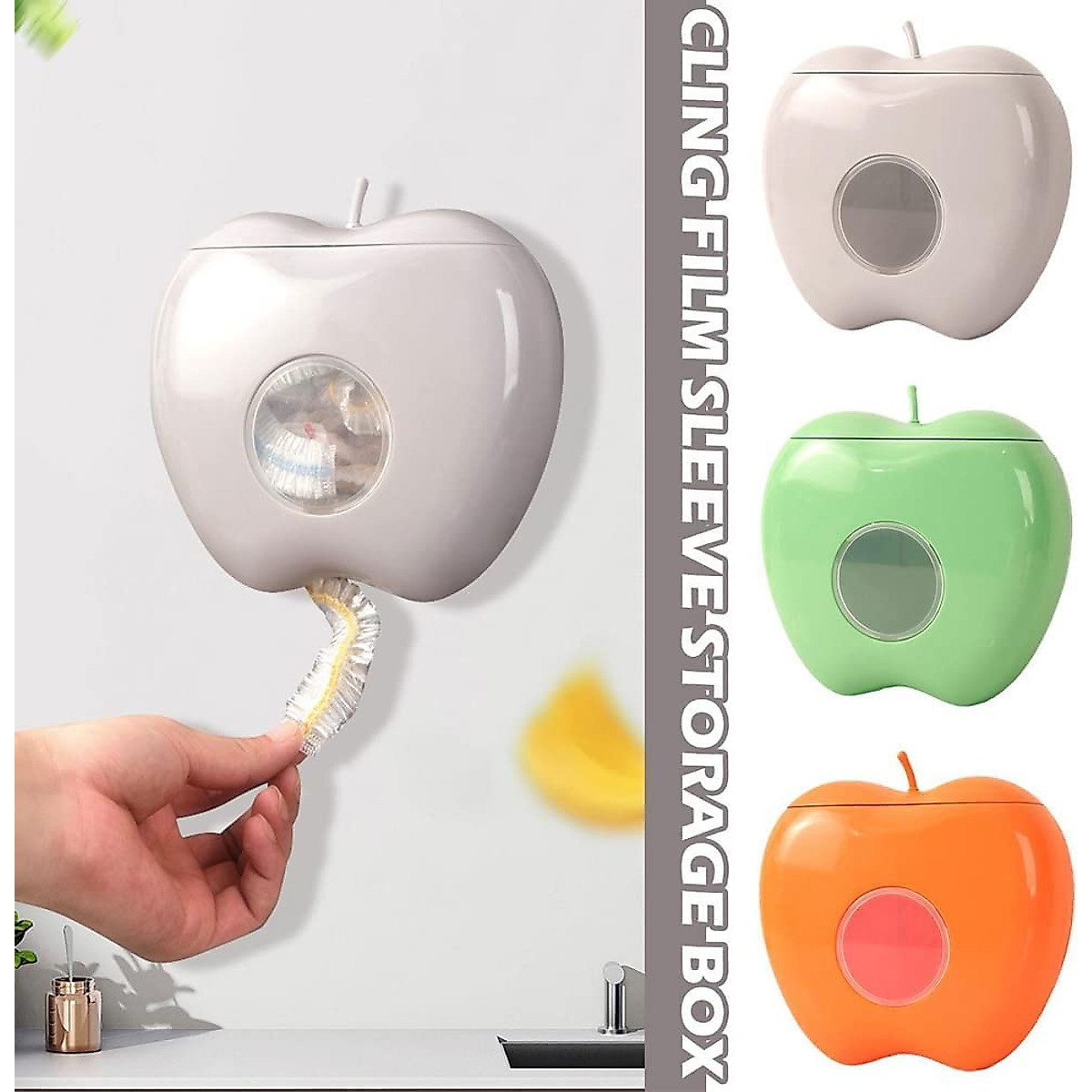 Plastic Wrap Storage Box,Cling Film Sleeve Storage Box,Fresh Keeping Bag Storage Box with 100 Pcs Cling Films, Multi-functional Preservation Box Punch-Free Wall-Mounted Kitchen Organizer (2pcs-B)