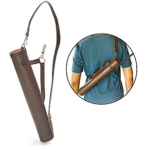 Scorpion Archery Back Arrow Quiver - Genuine Leather Arrow Case - Traditional Handmade Archery Quiver for Hunting & Target Practicing - Adjustable Lightweight & Comfortable Cow Leather) (Brown)
