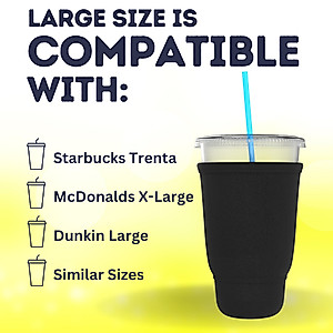 TahoeBay Iced Coffee Sleeves (4-Pack) Fits Large Drive-Thru Cups - Insulated Holders for Cold Drinks, Boba Tea, Shakes, Juice (Multicolor)