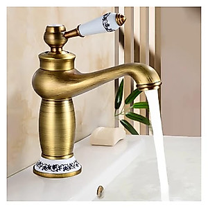 Basin Bath Faucet European Retro Single Handle Antique Bronze for Cold and Hot Water Sink Mixer Tap Mixer(ORB A)