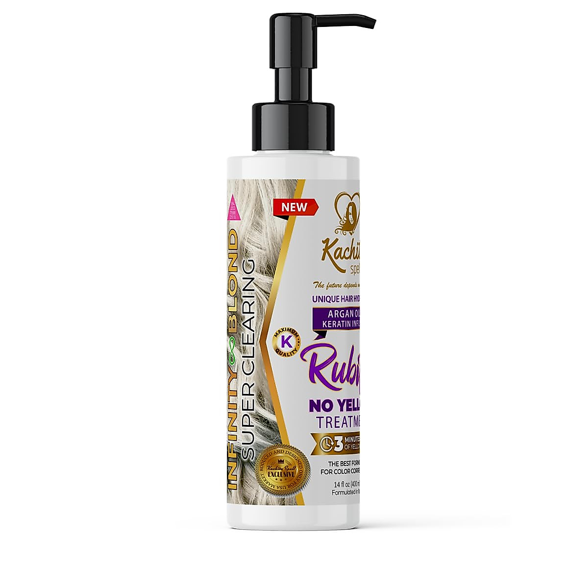 Kachita Spell Purple Toning Shampoo ConditionerTreatment Balance No Yellow Tone Correcting, Blonde Gray Hair, Eliminates Brassy and Yellow 350ml Made in USA