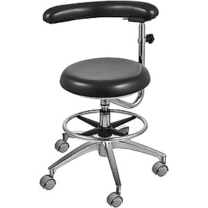 Dental Assistant Chair Hospital Nurse Stool Seat Height Adjustable PU Leather Black