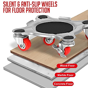 Furniture Mover Dolly with 5 Wheels Lifter Tool Set,2000 lbs Load Capacity,360°Rotation Lockable Wheels,Tool for Easy Heavy Duty Appliance Moving