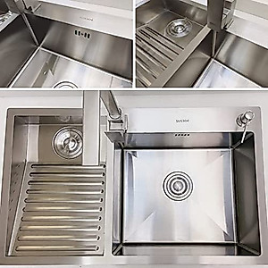 Bathroom Sinks Laundry Pool Balcony Household Stainless Steel Laundry Sink Wash Basin With Washboard Easy To Clean Double Sink Laundry Pool Gift ( Color : B , Size : 60*48*22cm )