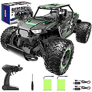 BEZGAR TB142 RC Cars-1:14 Scale Remote Control Car, 2WD High Speed 20 Km/h All Terrains Electric Toy Off Road RC Vehicle Truck Crawler with Two Rechargeable Batteries for Boys Kids and Adults-Green
