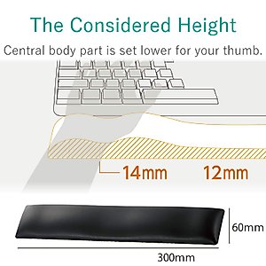 ELECOM Wrist Rest FITTIO Long Type Fatigue Reduction Ergonomic Design Comfortable Memory Foam Anti Skid Black MOH-FTPBK