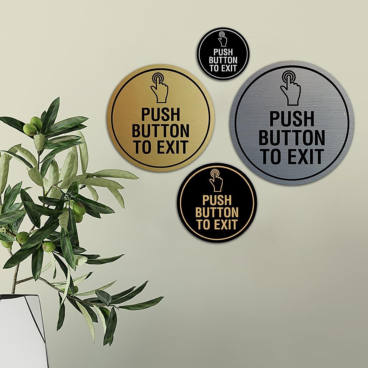 Signs ByLITA Circle Push Button To Exit Sign (Red) - Small