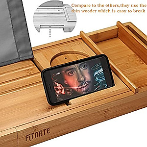 FITNATE Luxury Bathtub Tray, Wooden Bathtub Tray with Extendable Sizes, Adjustable, Non-Slip & Durable, Bathtub Tray Caddy with Wooden Body Brush for Luxury Bath or Reading,Distinctive Gift