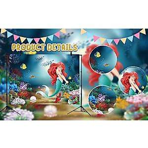 TXUE Mermaid Backdrop Under The Sea Little Mermaid Photography Background Mermaid Princess Girls Birthday Party Cake Table Decorations Supplies cy208 Background 7x5FT