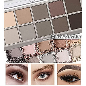 Go Ho 10 Colors Eyeshadow Palette,All Matte Eyeshadow Palette for Older Women,Highly Pigmented Blendable Shades,Neutral Eye Shadow Palette Makeup,Waterproof Cool-tone Grey Brown Eyeshadow,04