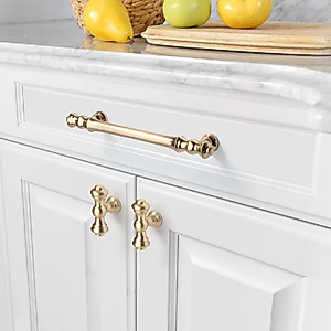 Asidrama 10 Pack 5 Inch(128mm) Brushed Brass Kitchen Cabinet Handles, Gold Cabinet Pulls Kitchen Cabinet Hardware for Cupboard Drawer Pulls