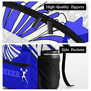 Zaaprint Customized Cheerleaders Cheer Bright Blue Waterproof Backpack with Name for Hiking Camping Picnic