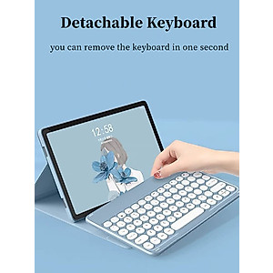 Keyboard Case for Lenovo Tab M10 Plus 3rd Gen 2022 Release, Round Keys Detachable Wireless Bluetooth Keyboard Case for (Model: TB125FU / TB128FU / TB128XU), Teal