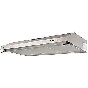 Slim Under Cabinet Range Hood in Stainless Steel, 36 Inch, Ducted Ductless Convertible Kitchen Hood, Dual-motor Exhaust Fan, Top and Rear Vent, 3-Speed, LED Lights, HTH HTHOMEPROD