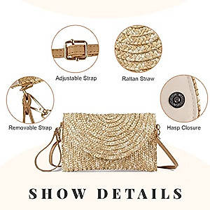 LUI SUI Straw Clutch Purse Bags for Women Summer Beach Purse Woven Straw Shoulder Bags Beach Clutch Bags