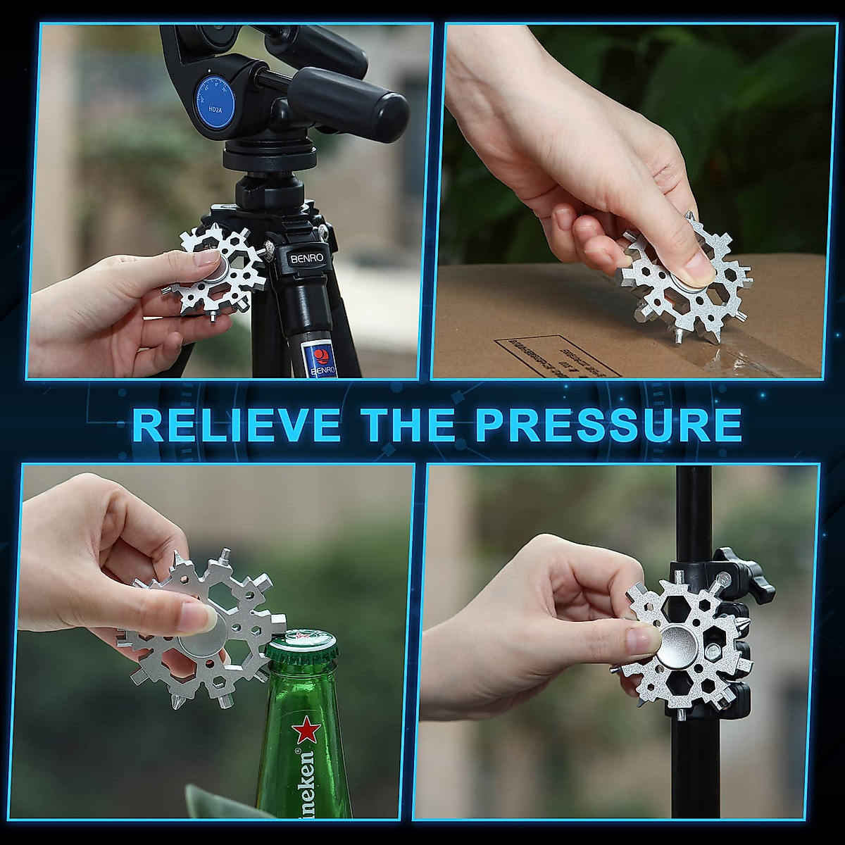 23 in 1 Snowflake Multi Tool Snowflake Stainless Steel Keychain with Storage Bag Multitool Portable Snowflake Tool Gadgets Christmas Snowflake Gifts for Men Dad Husband Boyfriend (Classic)