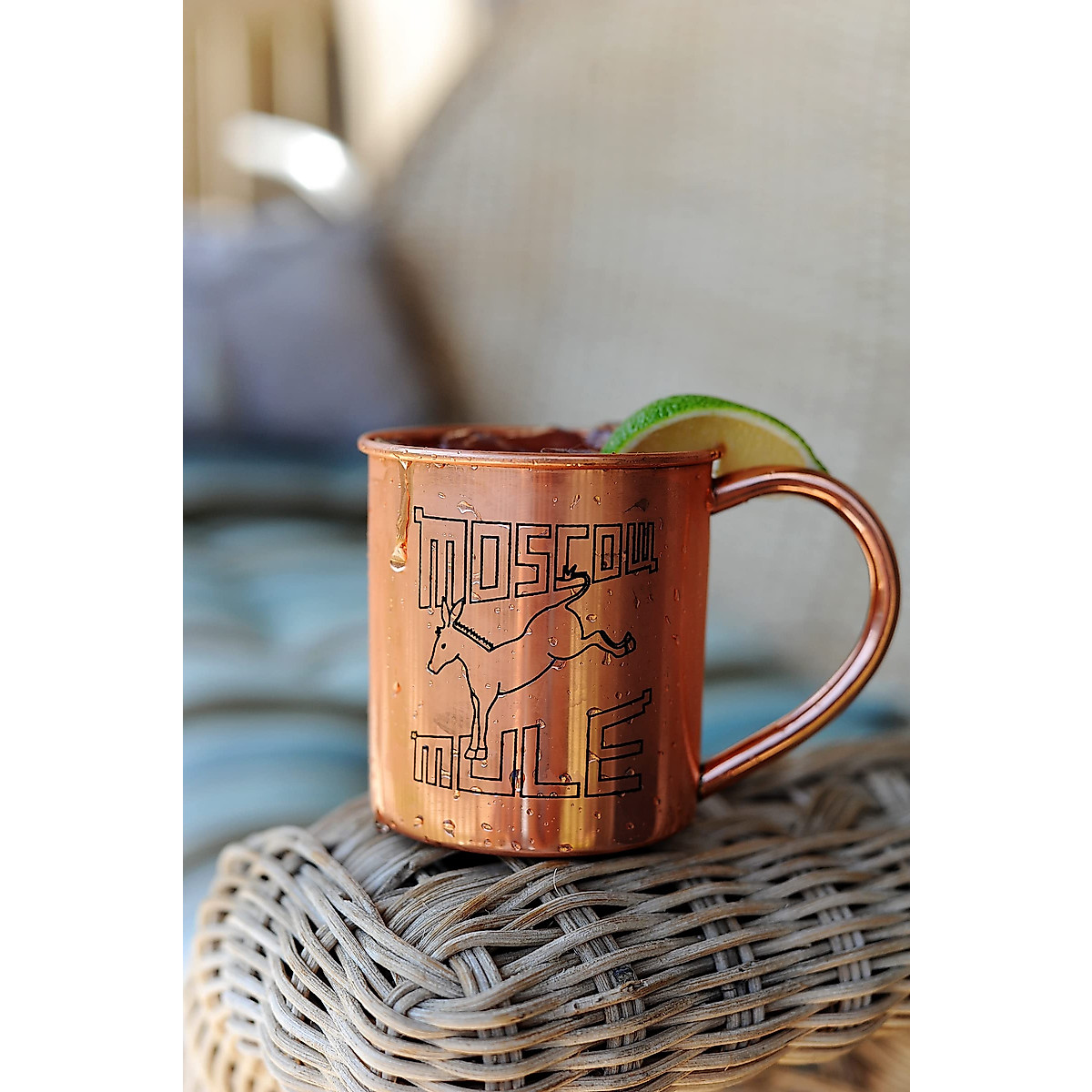 Alchemade 100% Pure Copper 14 Oz Mug with Retro Mule Logo For Moscow Mules, and Other Cocktails - Keeps Drinks Cold Longer - Made to Stay Tarnish Free
