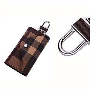 Women Men Leather Car Key Chain Card Holder, Money Wallet Pouch Case 6 keys Organizer Bag Case (Black)