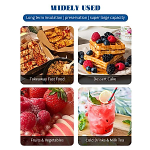 Insulated Food Delivery Bag, Pizza Delivery Bags for Hot and Cold Food, Reusable bag, Collapsible, Tote, Cooler, Food Transport Hot and Cold for Car, Bike, Camping, Picnic, Beach - Black, 32L