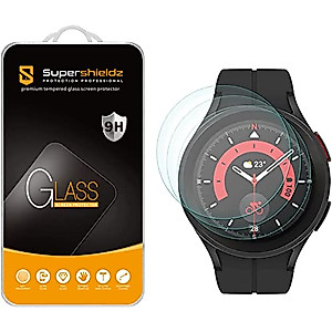 Supershieldz (3 Pack) Designed for Samsung Galaxy Watch 5 Pro (45mm) Tempered Glass Screen Protector, 0.33mm, Anti Scratch, Bubble Free