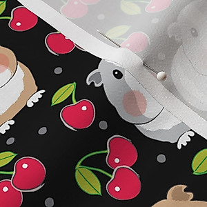 Spoonflower Fabric - Guinea Pigs Black Pig Summer Fruit Red Cute Printed on Petal Signature Cotton Fabric Fat Quarter - Sewing Quilting Apparel Crafts Decor