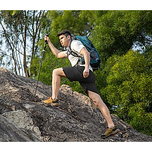 BGOWATU Men's Athletic Hiking Shorts Stretch Quick Dry Sports Gym Shorts with Zipper Pockets for Fishing Travel Black M