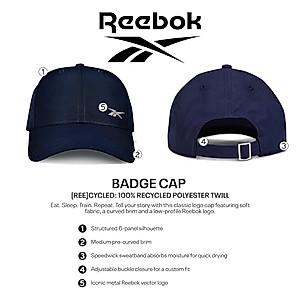 Reebok Women Standard Active Metal Cap with Adjustable Strap (One Size Fits Most), Badge-Black