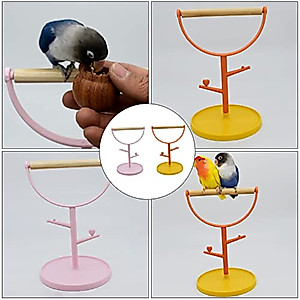 Ipetboom Wooden Toys Wooden Parrot Perches Stand Platform: 2Pcs Bird Playground Parrot Playstand Bird Hanging Swing Toy Parrot Bite Play Toy Birds Cage Accessories Desktop Toys Chew Toys