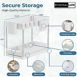 Minmallife 2 Tier Under Sink Organizer - Set of 1 Under the Sink Organizer/Under Kitchen Sink Organizer - Applicable as Medicine Cabinet Organizer, Kitchen Cabinet Organizer, Bathroom Sink Organizer