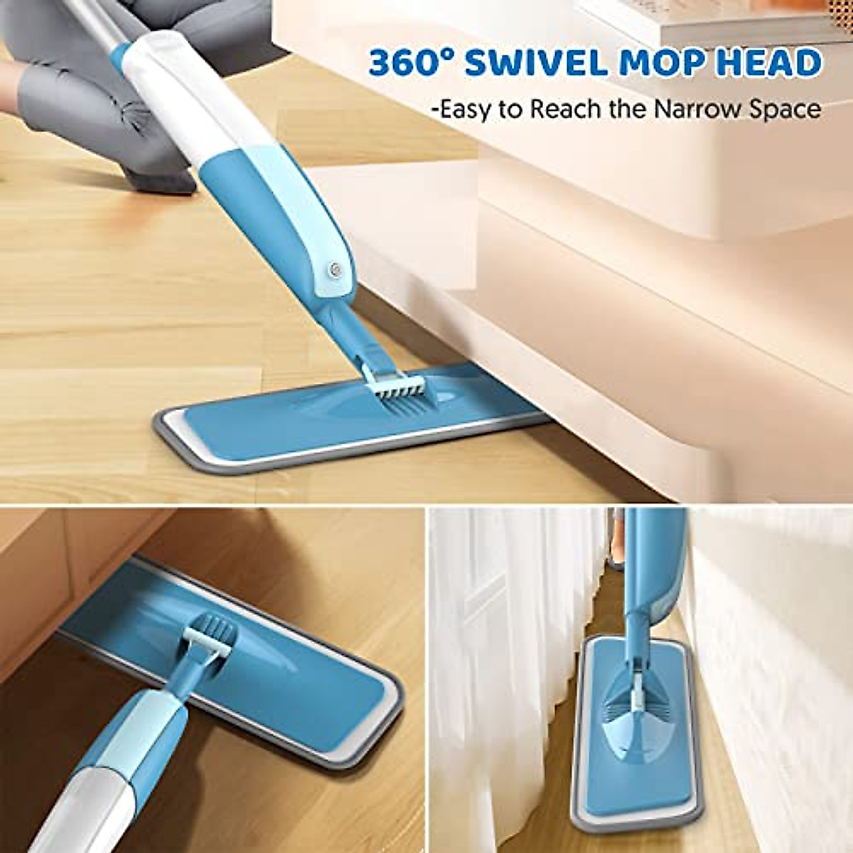 Dust Mops for Floor Cleaning Spray Floor Mop -MEXERRIS Microfiber Mops Wet Mops with Spray Include 3 Washable Pads 2 Bottles Wood Floor Mops Commercial Home Use for Laminate Wood Vinyl Ceramic Tiles