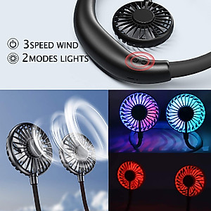 Neck Fan, Rechargeable Battery Operated Portable Fan 2600mAh, Hands Free Personal Fan Hang Around Neck Fans, Wearable Small Fan for Outdoor Working Battery Powered USB Fan Over 12 Hours Constant Cool