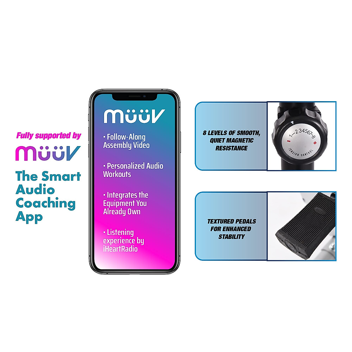 Stamina Magnetic Upright Exercise Bike 1310 - Smart Workout App, No Subscription Required - 8 Levels Smooth, Quiet Magnetic Resistance - Easy-to-Use Fitness Monitor - Integrated Heart Rate Sensors