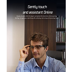 Smart Music Call Glasses Waterproof and Dustproof Anti -Blue Light Navigation Intelligent Voice Siri Awakening Sunglasses Metal Frame Personalized Headset Rose Gold (Bluck Gold-Anti -Blue Light)